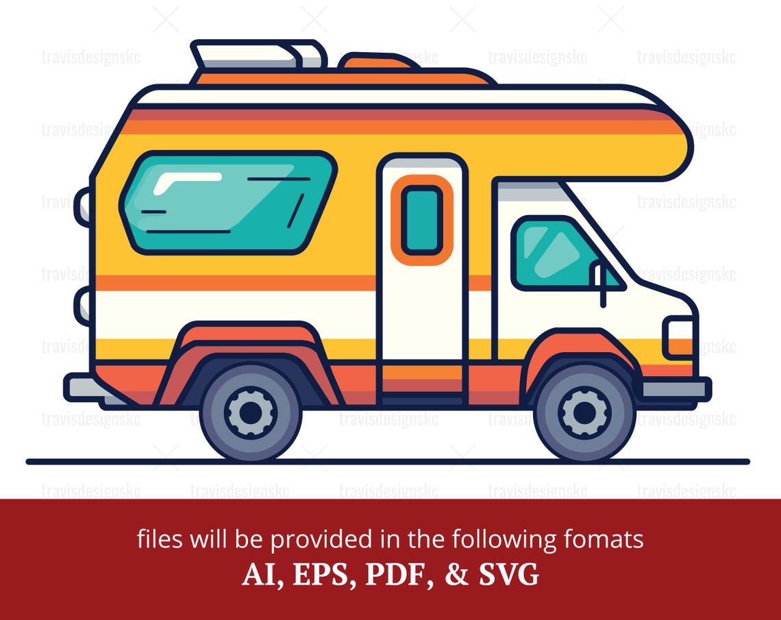 RV Clipart, Camping Clipart, Motorhome Svg, RV Vector, Camper Clipart ...