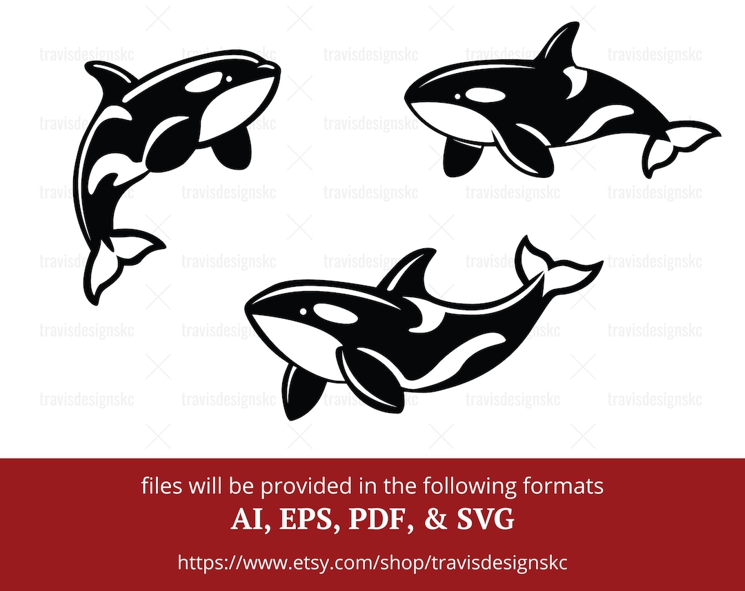 Killer Whale SVG Orca SVG Killer Whale Silhouette Vector Orca Decal SVG ...