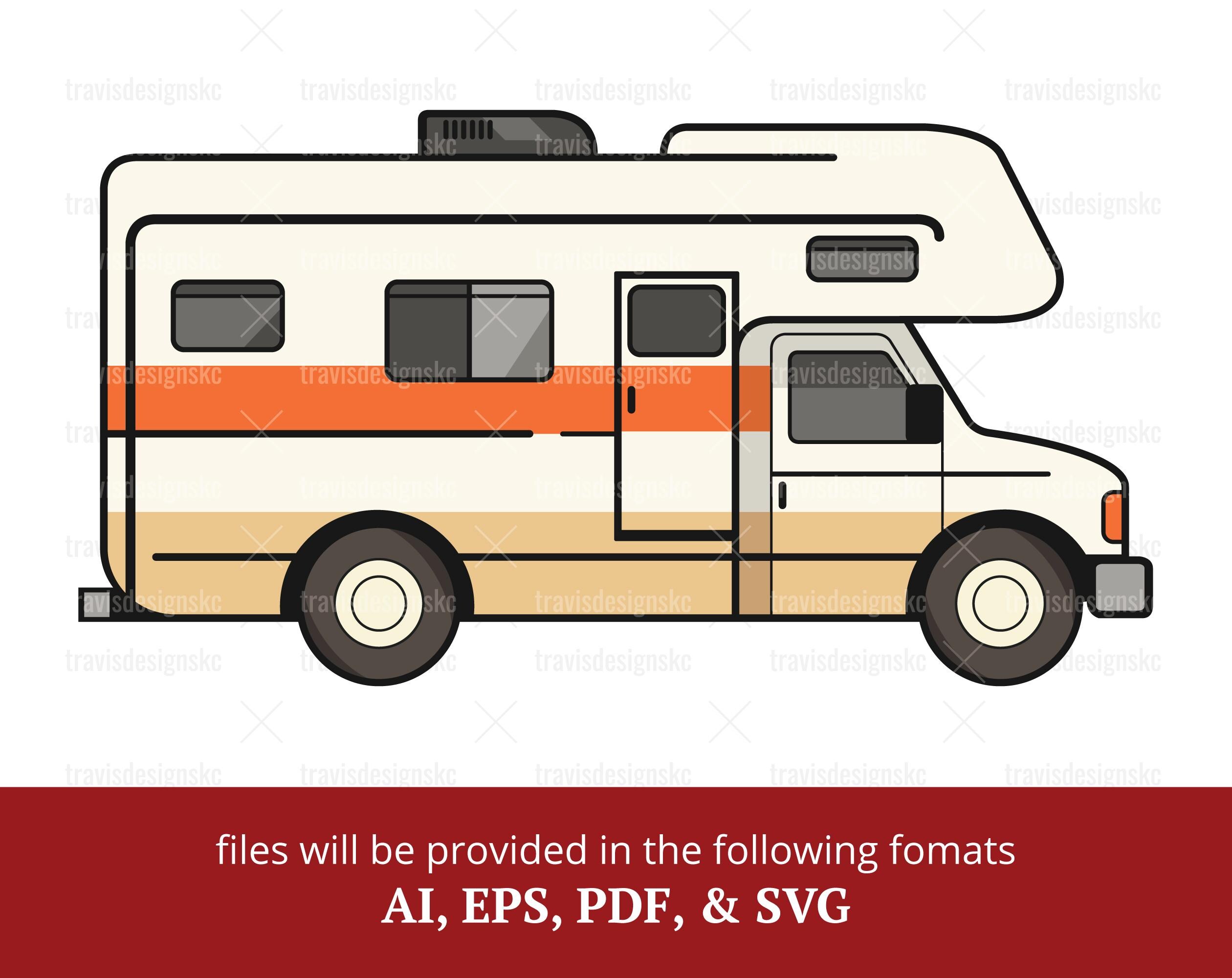 RV Clipart, RV Svg, RV Vector, Camper Clipart, Camper Svg, Camper ...