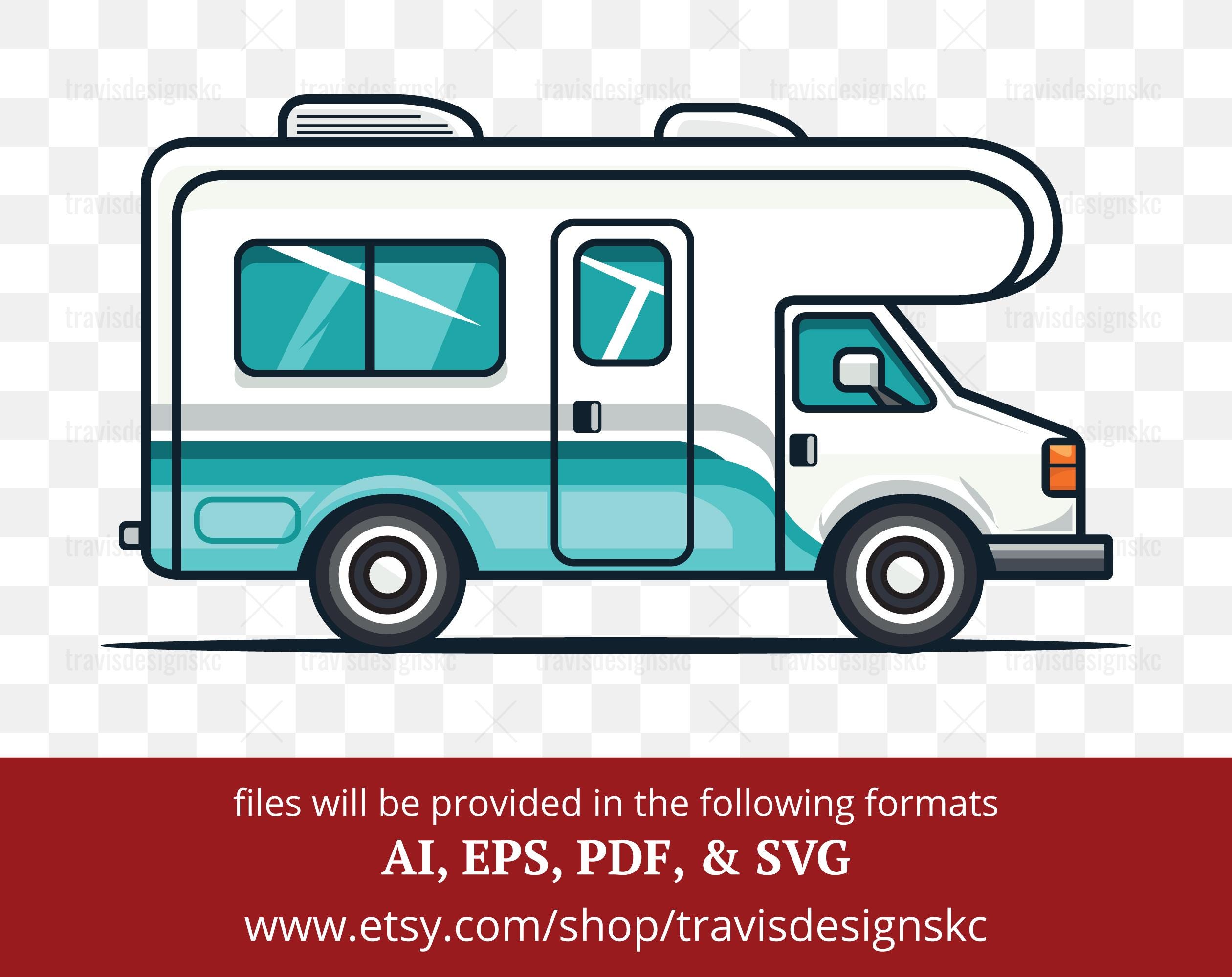 RV Clipart Road Trip Clipart RV Vector Camper Graphic Travel Trailer ...