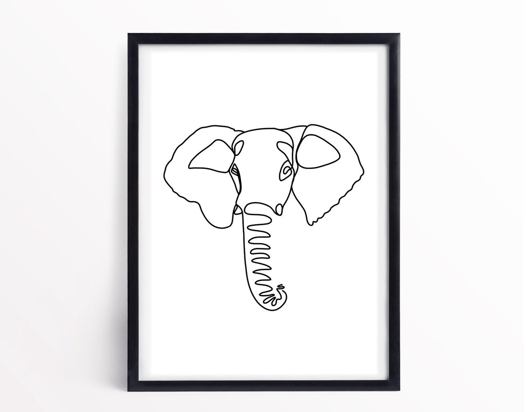 African Elephant Line Drawing | Digital Download | Printable Art - Etsy