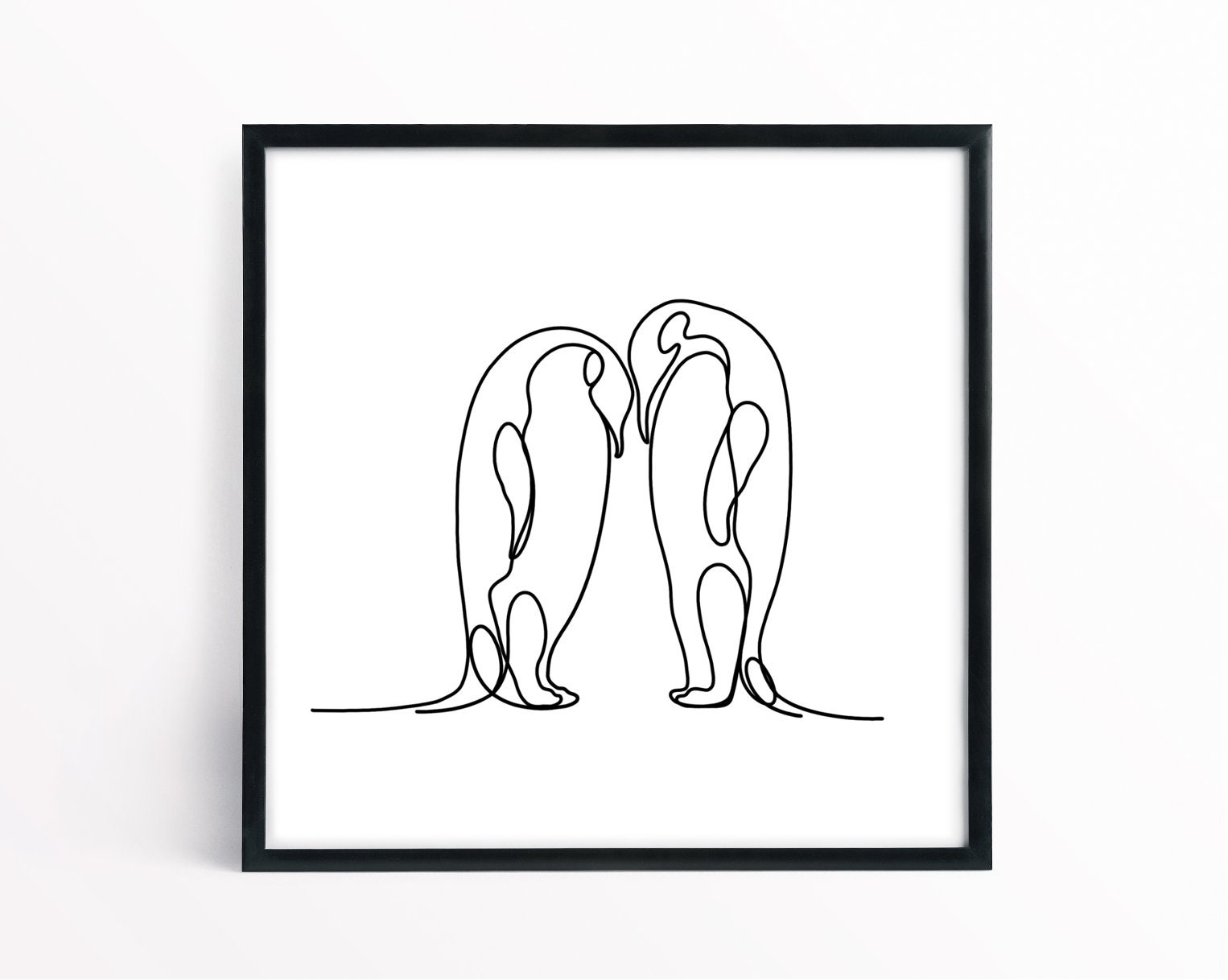Penguin Couple Line Drawing - Printable Wall Art - Etsy Canada