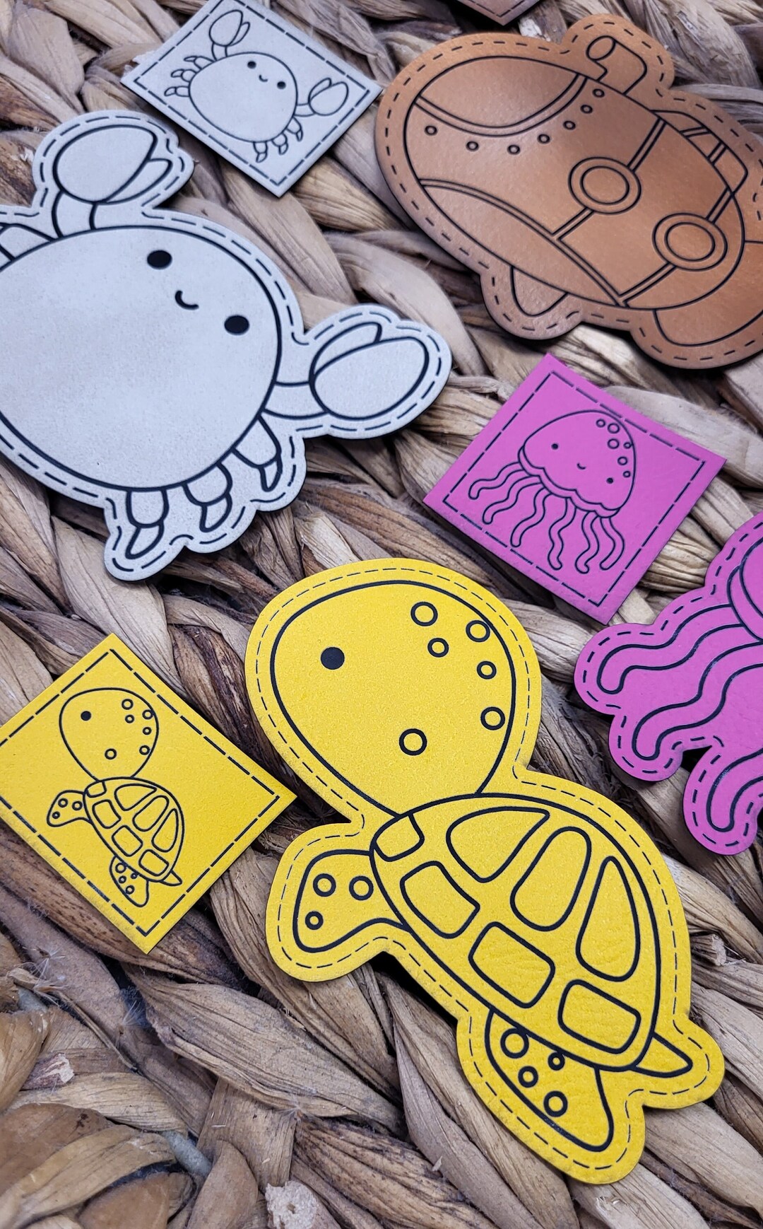 Summer Labels, Turtle Label, Summer Patch, Laserable Leatherette Labels ...