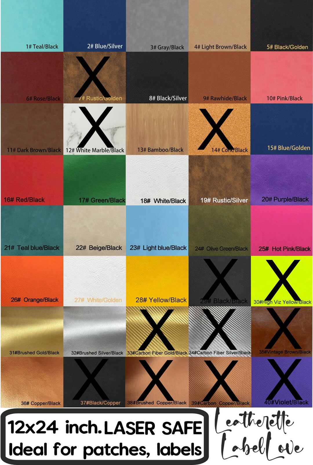 NEW Colors Laserable Sheets for Laser Engraving, Laserable Leatherette 12x24 30x60cm, Laser ...