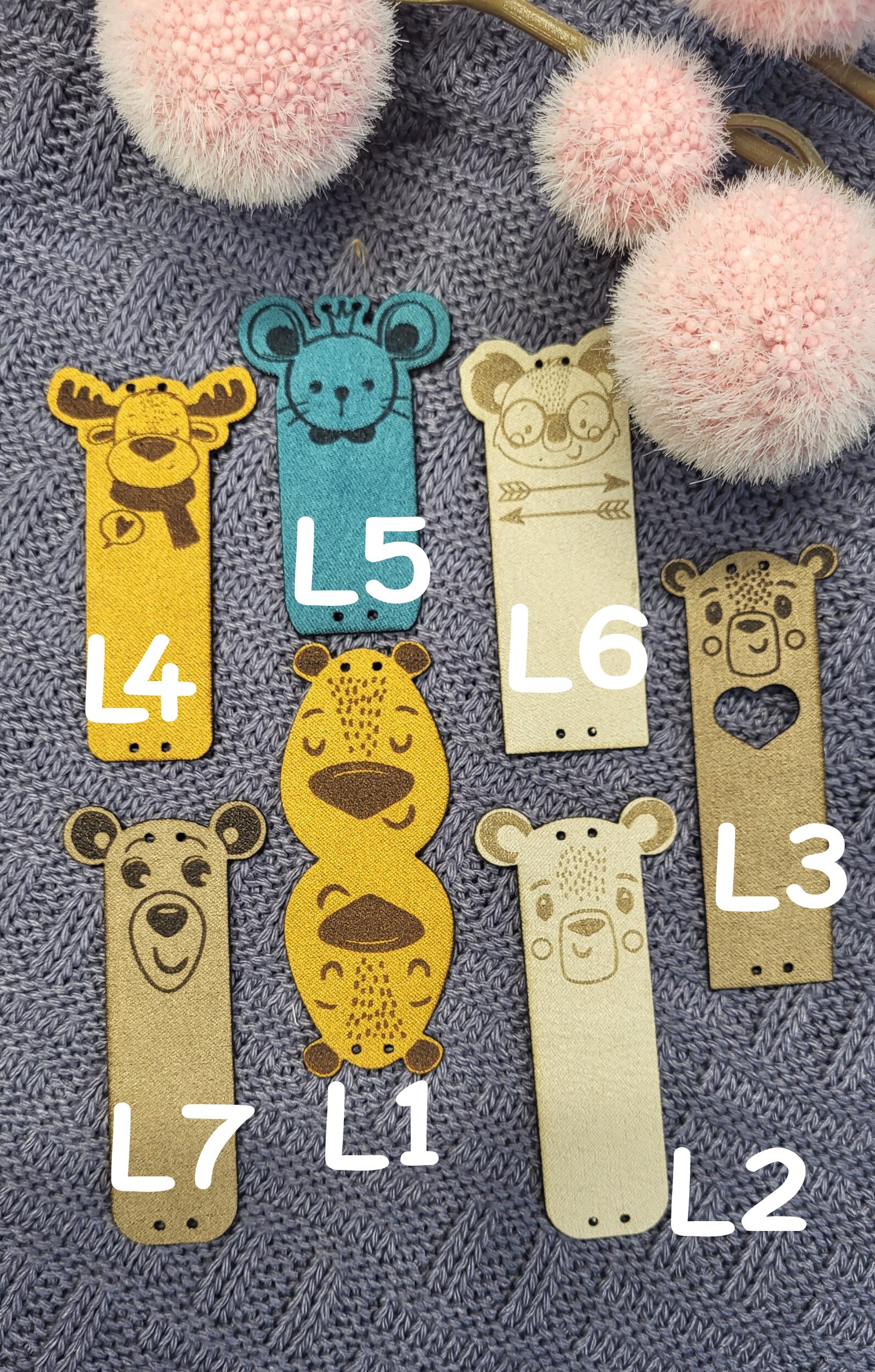 No SEW Labels, Knitting Tags, No Sew Fold Over Animal Labels ,folded ...