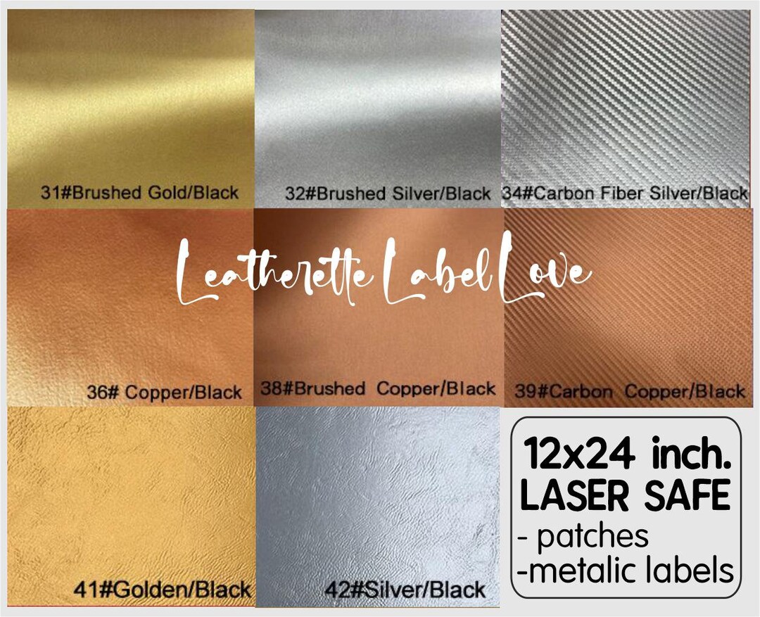 Metallic Laserable Sheets for Laser Engraving, Laserable Leatherette 12"x24" (30x60cm), Metallic ...