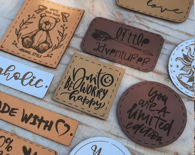 Faux Leather Labels, Faux Leather Tags for Sewing Project, Bundle of ...