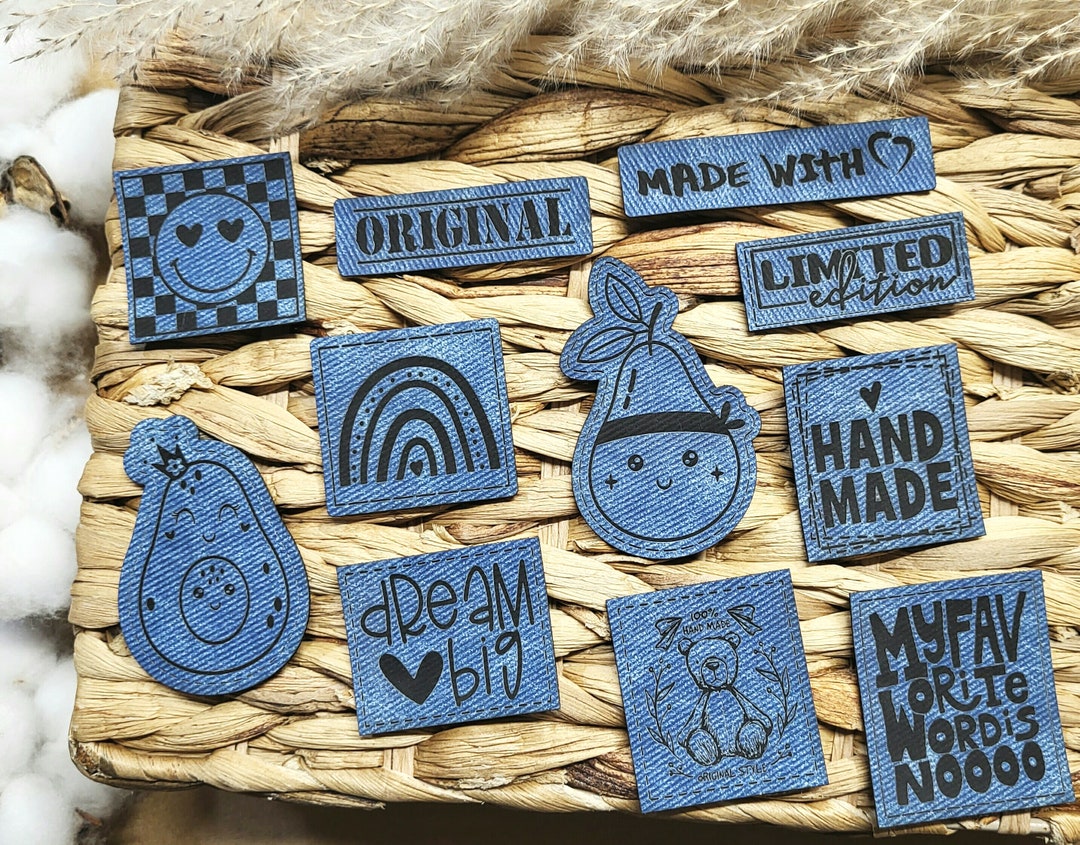 Denim Faux Leather Labels, Denim Kunstleder Labels, Tags for Sewing ...