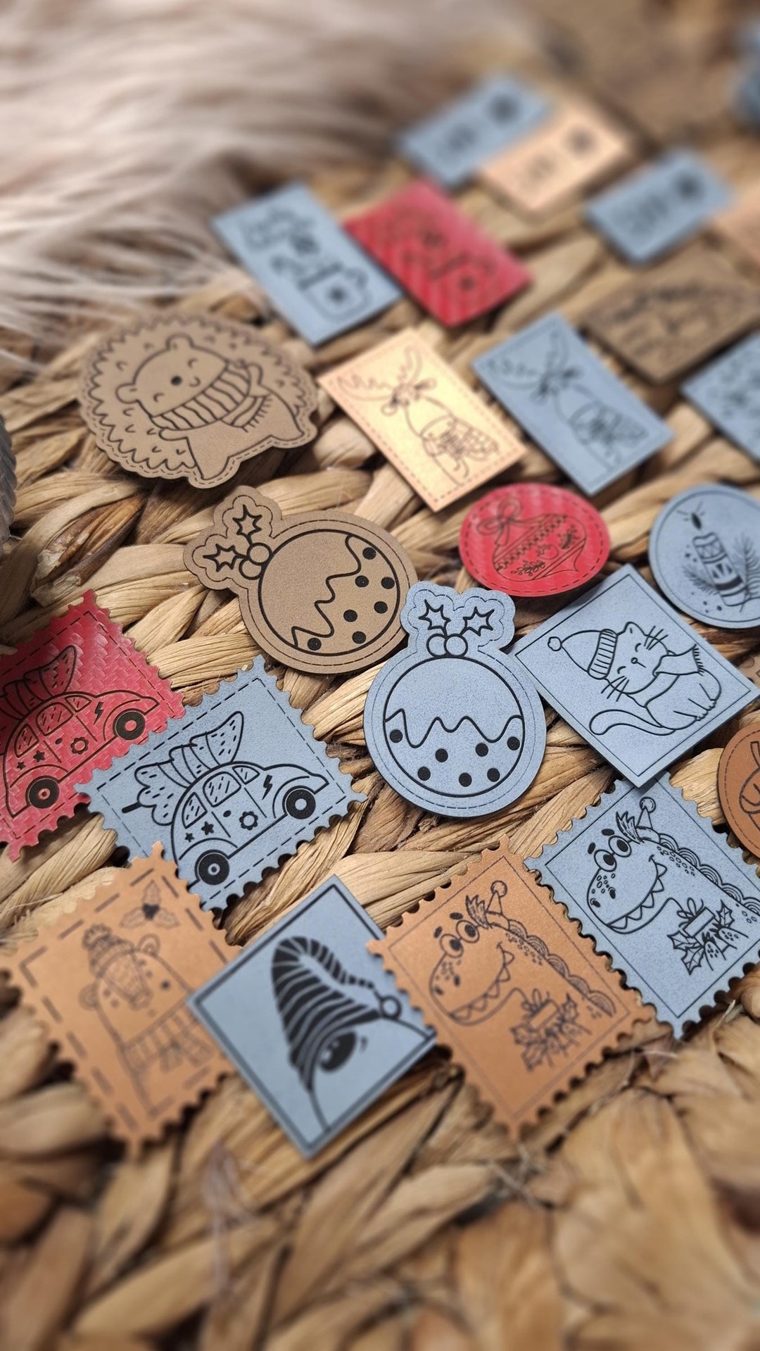 Winter Labels, Winter Tüddel, Kunstleder Labels, Tags for Sewing ...
