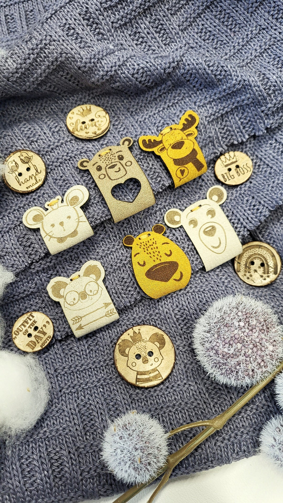 No SEW Labels, Knitting Tags, No Sew Fold Over Animal Labels ,folded ...
