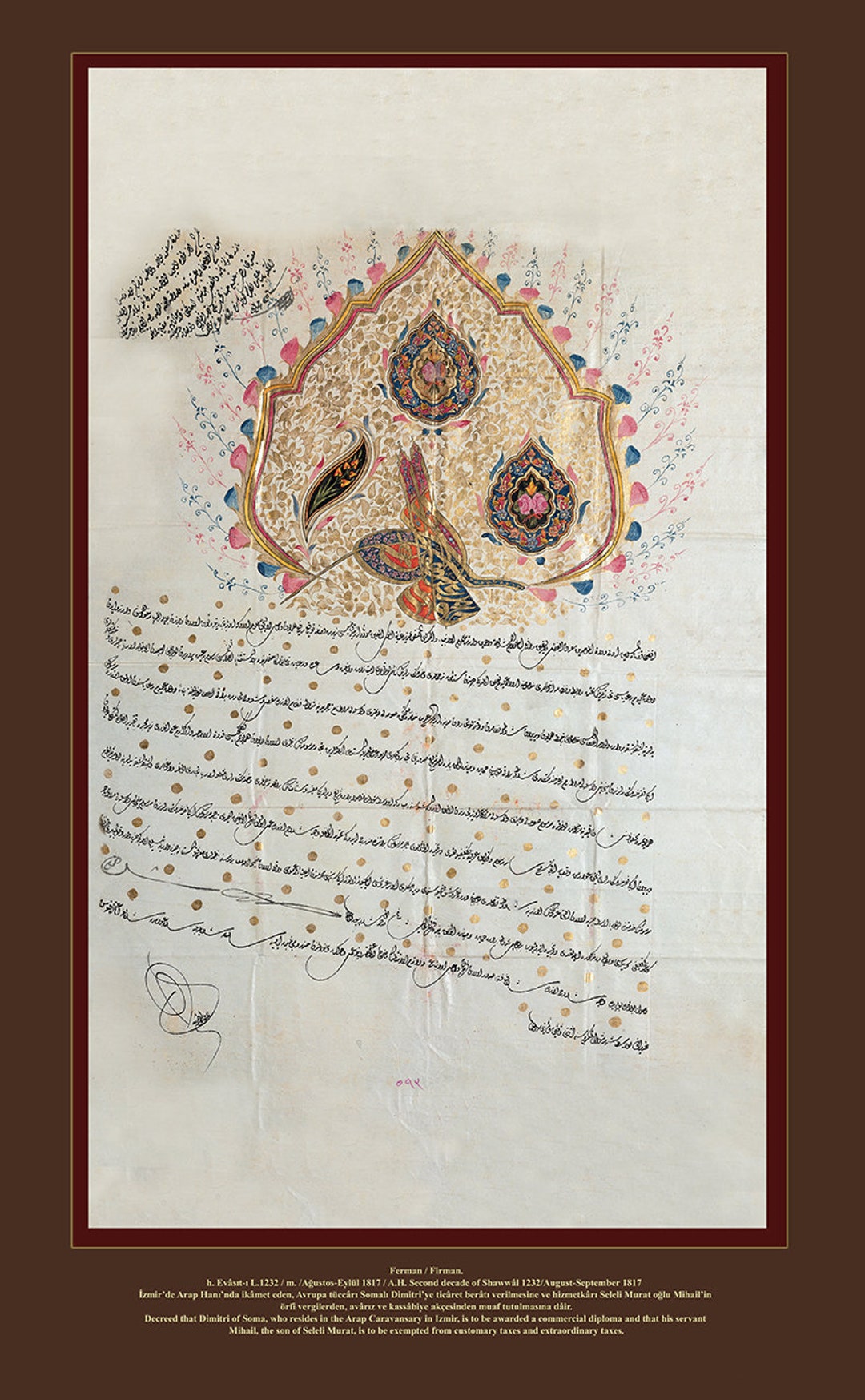 Ottoman Firman Certificate of Commerce Download for Digital Prints 1817 ...