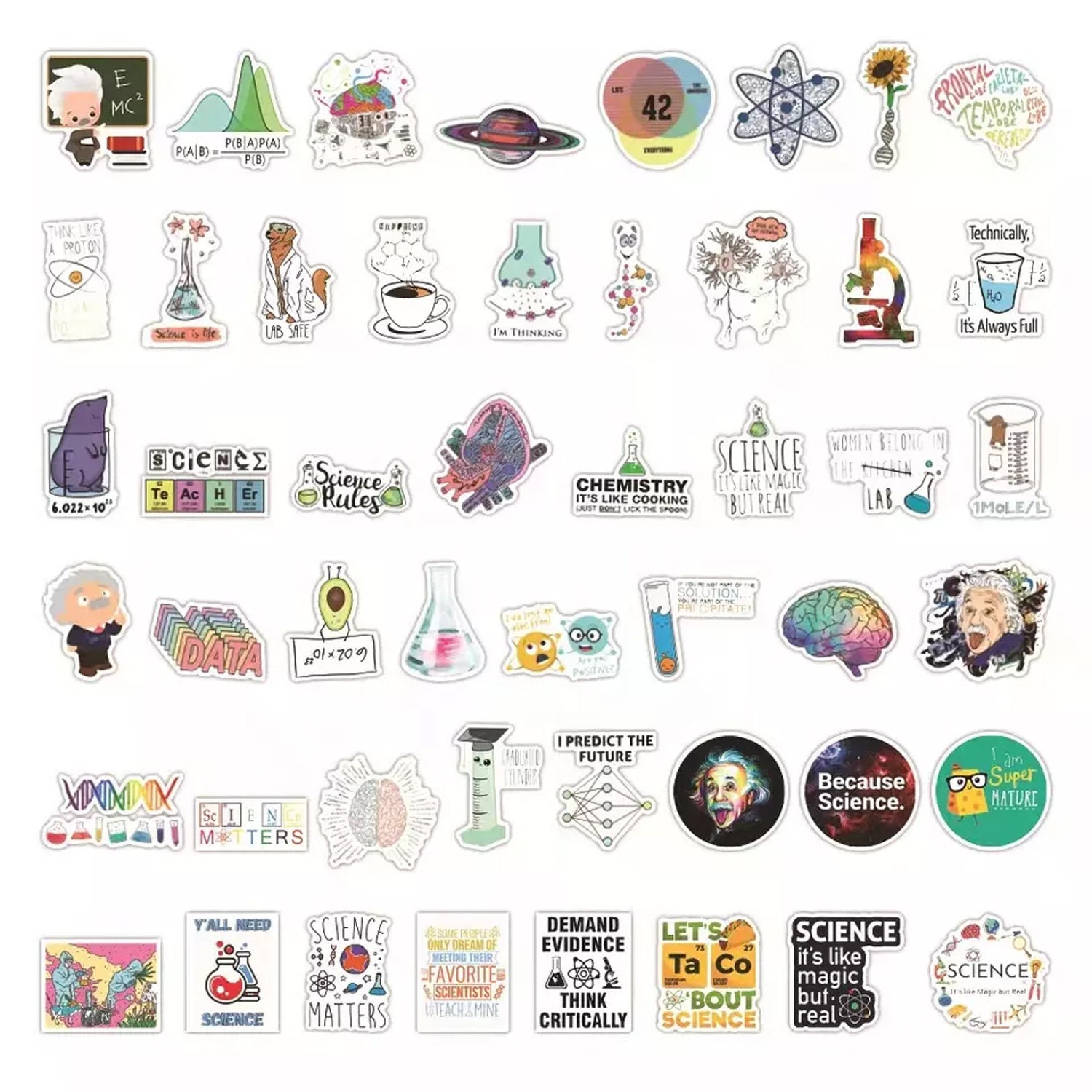Science Sticker Pack Einstein Chemistry Biology - Etsy