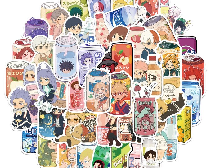 Cute Anime Drinks Stickers Japanese Cartoon Sticker Pack Custom ...