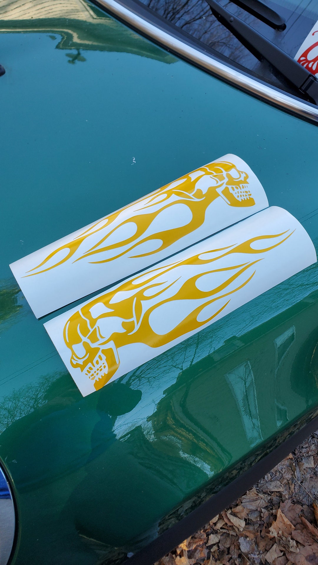 Flaming Skull Decal Set Reflective Decal Safety Decal Car - Etsy