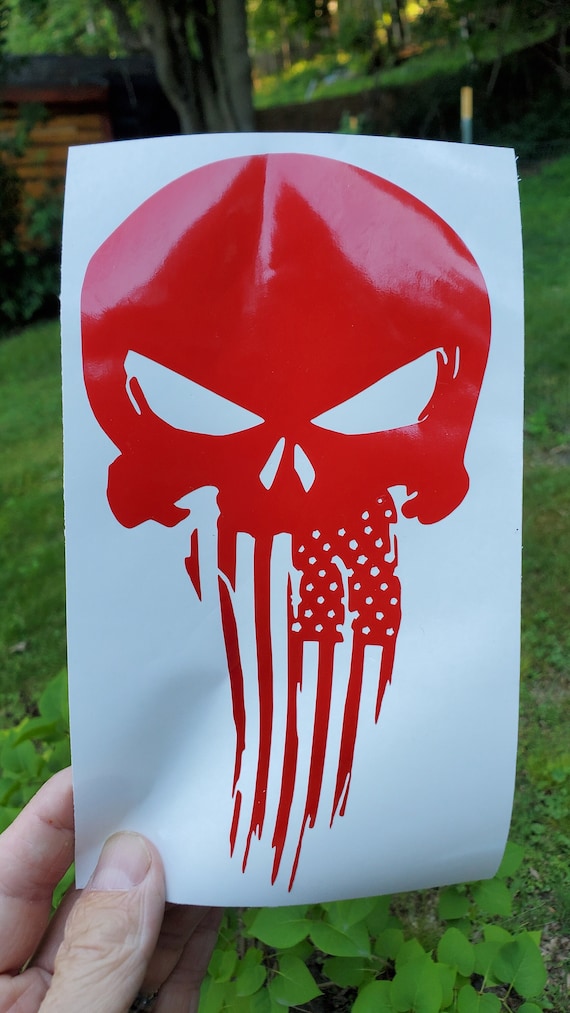Punisher Skull With Flag Vinyl Decal Skull Decal Skull - Etsy