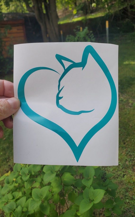 Cat Heart Vinyl Decal Cat Decal Cat Sticker Heart Sticker - Etsy