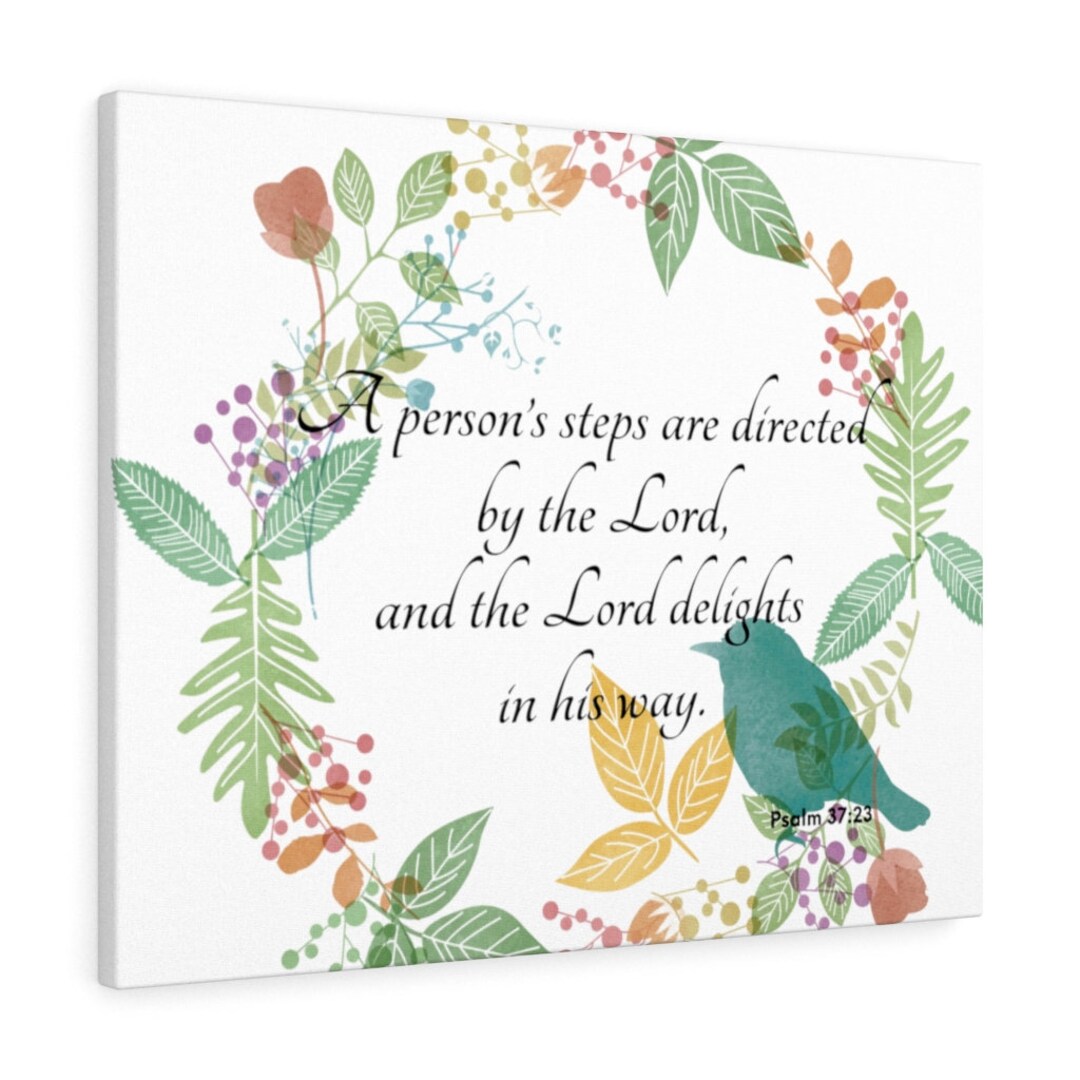 Bible Verse Canvas,christian Canvas, Scripture Canvas, Psalm 37-23 ...