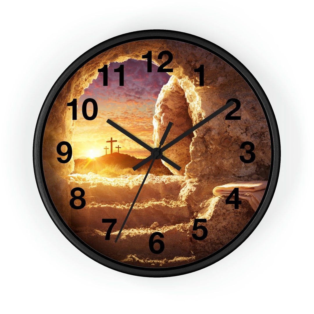 Resurrection Wall Clock, Empty Tomb Wall Clock, Jesus is Risen Home ...