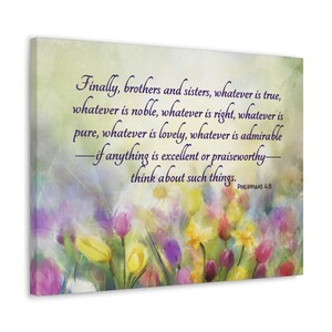 Philippians 4:8 Canvas| Bible Verse Watercolor Art, Scripture Wall ...