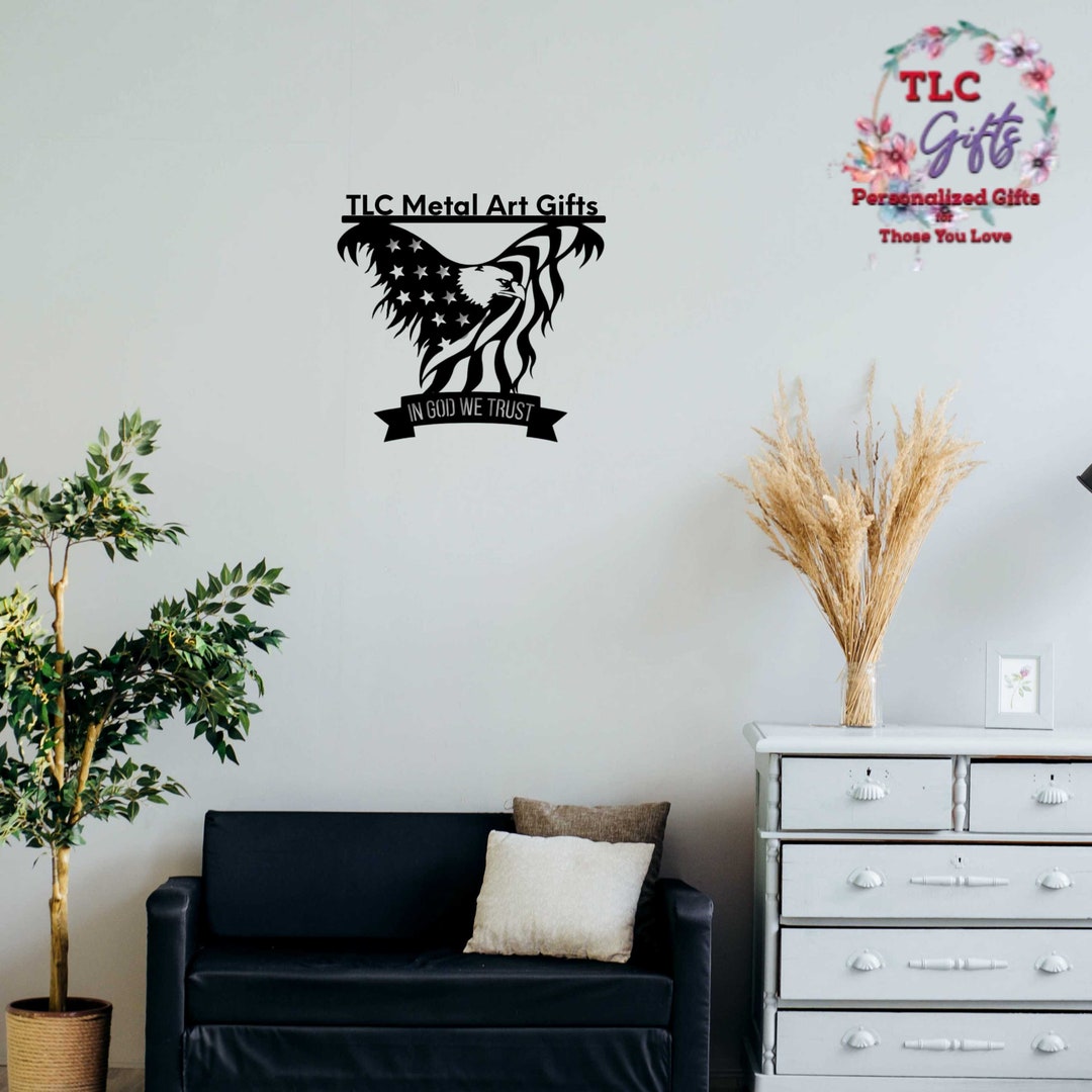 Personalized "in GOD We Trust" Metal Wall Art| American Eagle Patriotic ...