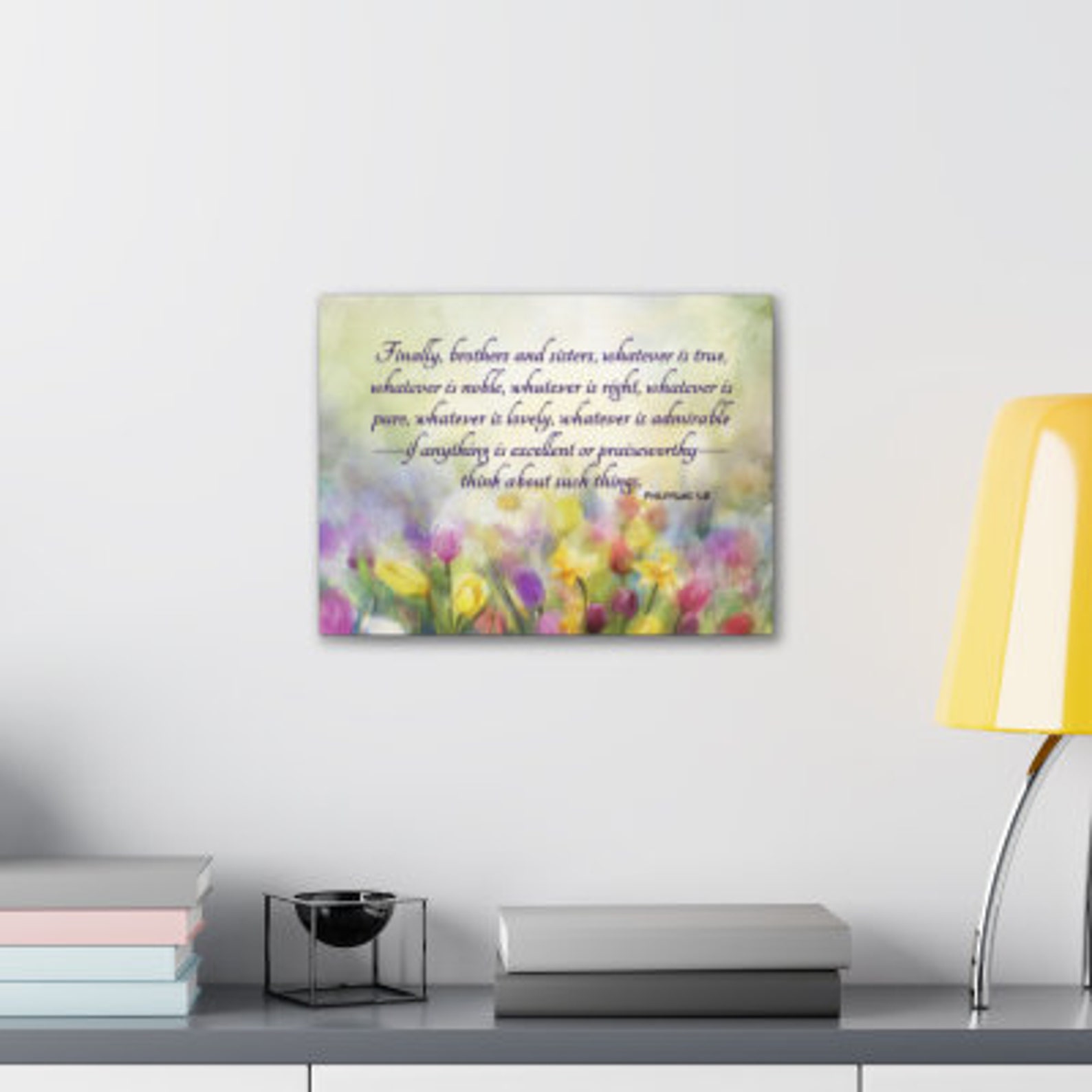 Philippians 4:8 Canvas| Bible Verse Watercolor Art, Scripture Wall ...