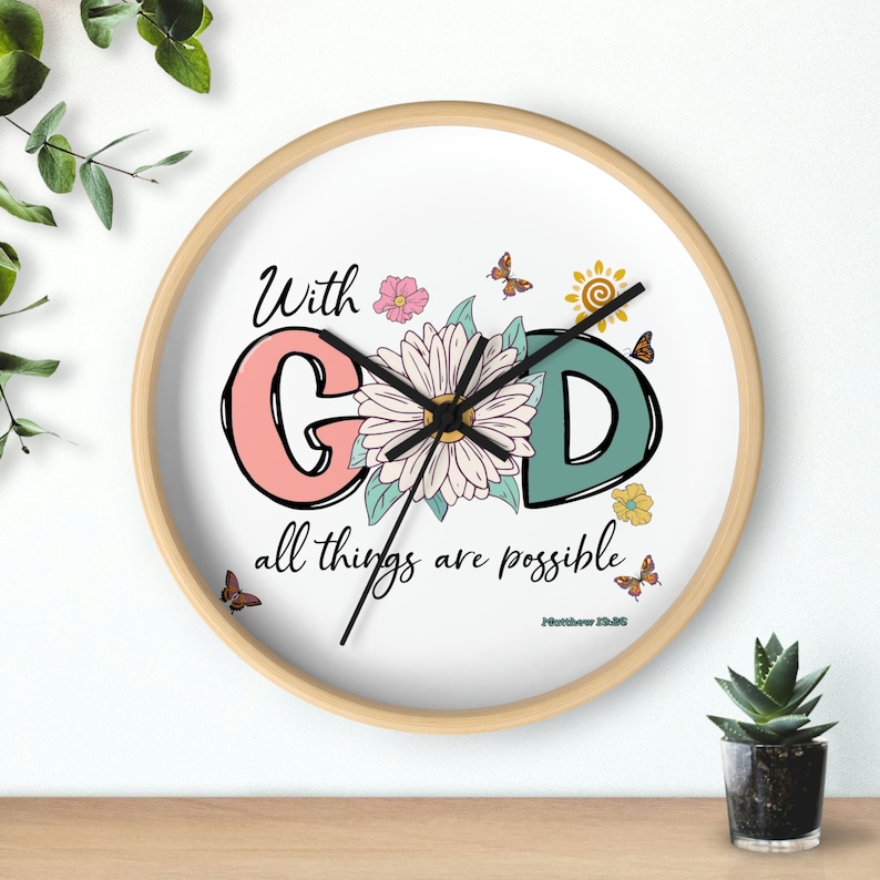 Bible Verse Wall Clock|with God Wall Clock,inspiration Wall Clock ...
