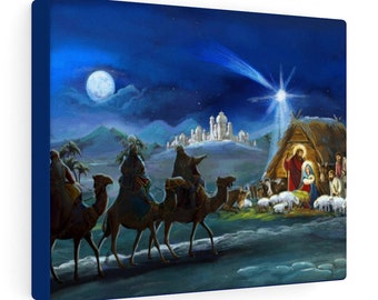 Nativity Scene Christmas Canvas Wall Decor - Etsy