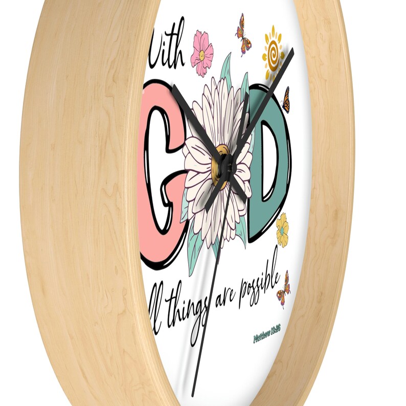 Bible Verse Wall Clock|with God Wall Clock,inspiration Wall Clock ...
