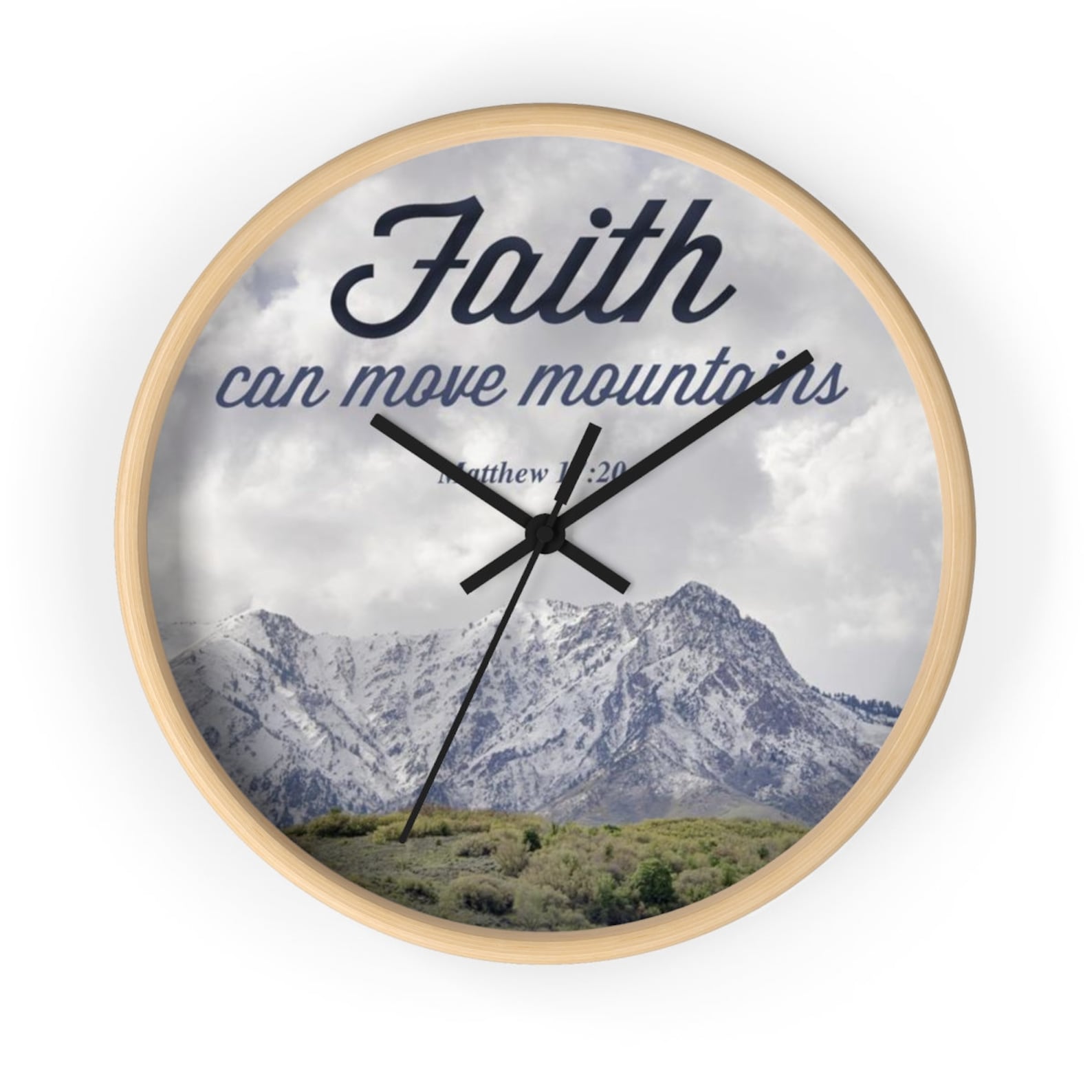 Inspiration Wall Clock, Bible Verse Clock, Matthew 17:20 Scripture Home ...