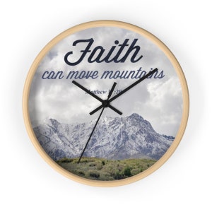 Inspiration Wall Clock, Bible Verse Clock, Matthew 17:20 Scripture Home ...
