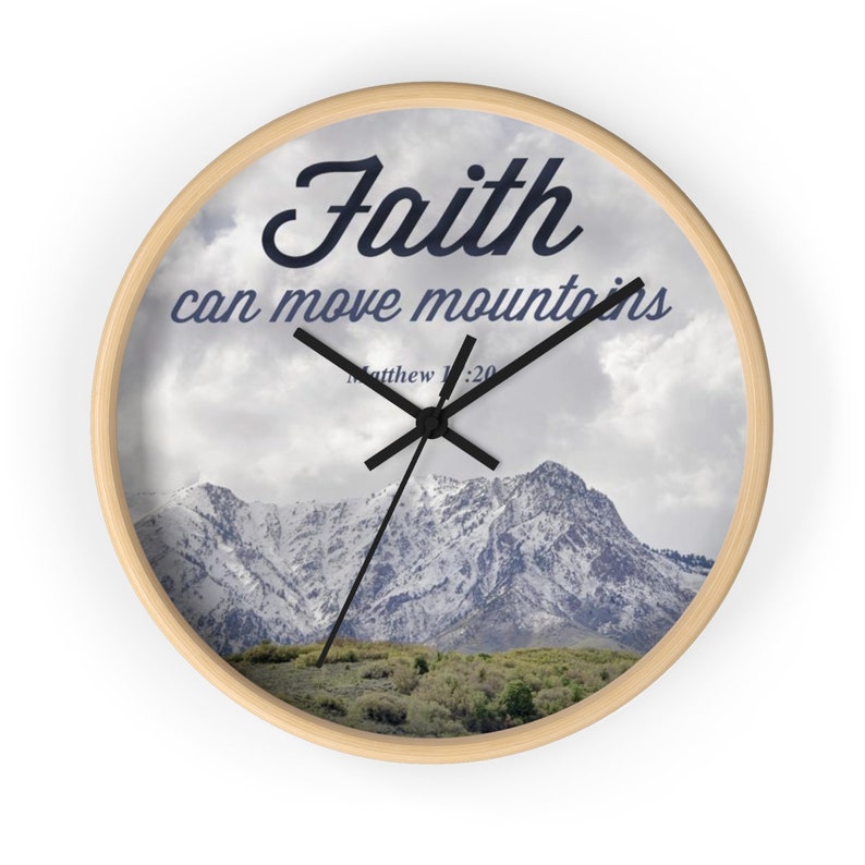 Inspiration Wall Clock, Bible Verse Clock, Matthew 17:20 Scripture Home ...
