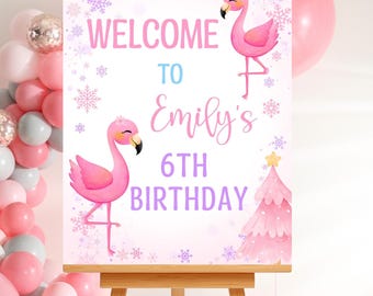 Editable Flamingo Birthday Welcome Sign, Let's Flamingle, Welcome to ...