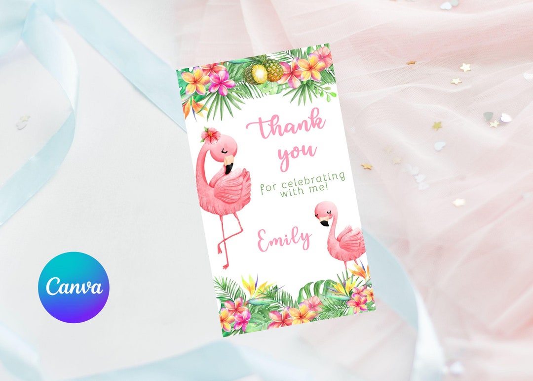 Editable Flamingo Thank You Tag-party Thank You Tags-birthday Favor ...
