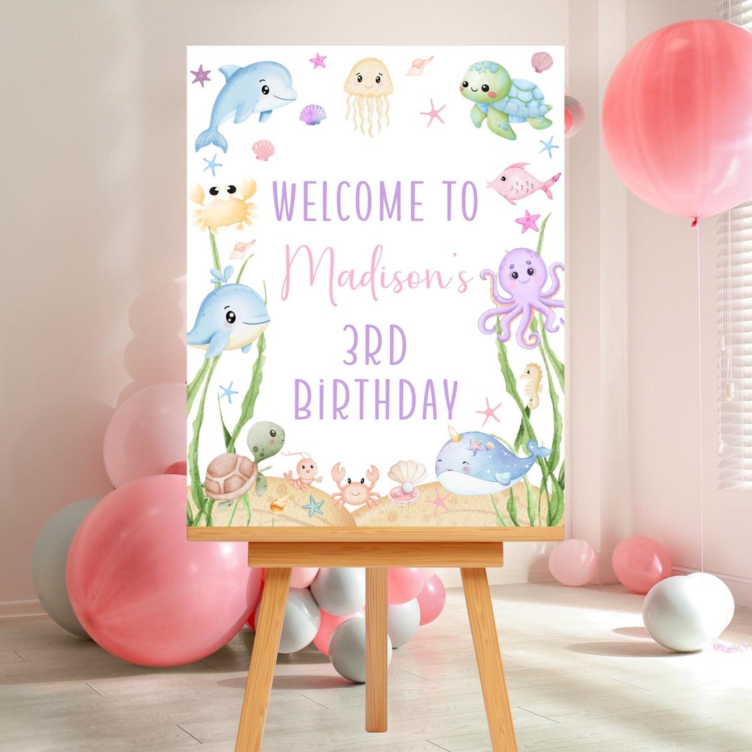 Editable Birthday Welcome Sign Template-under the Sea Sign-sea Animal ...