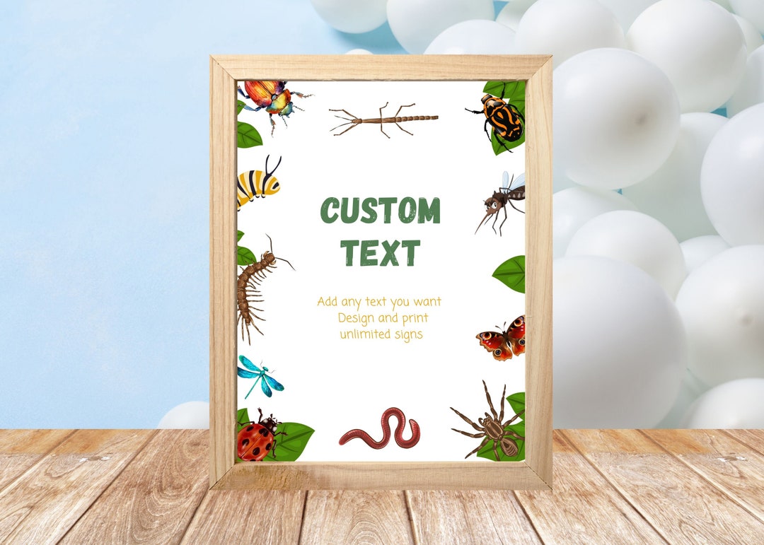 Editable Bug Custom Table Sign Template-boy Insect Birthday Party ...