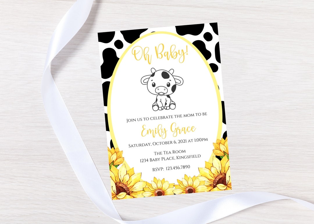 Cow Baby Shower Invite Template-cow Invitation-cow Baby Shower ...
