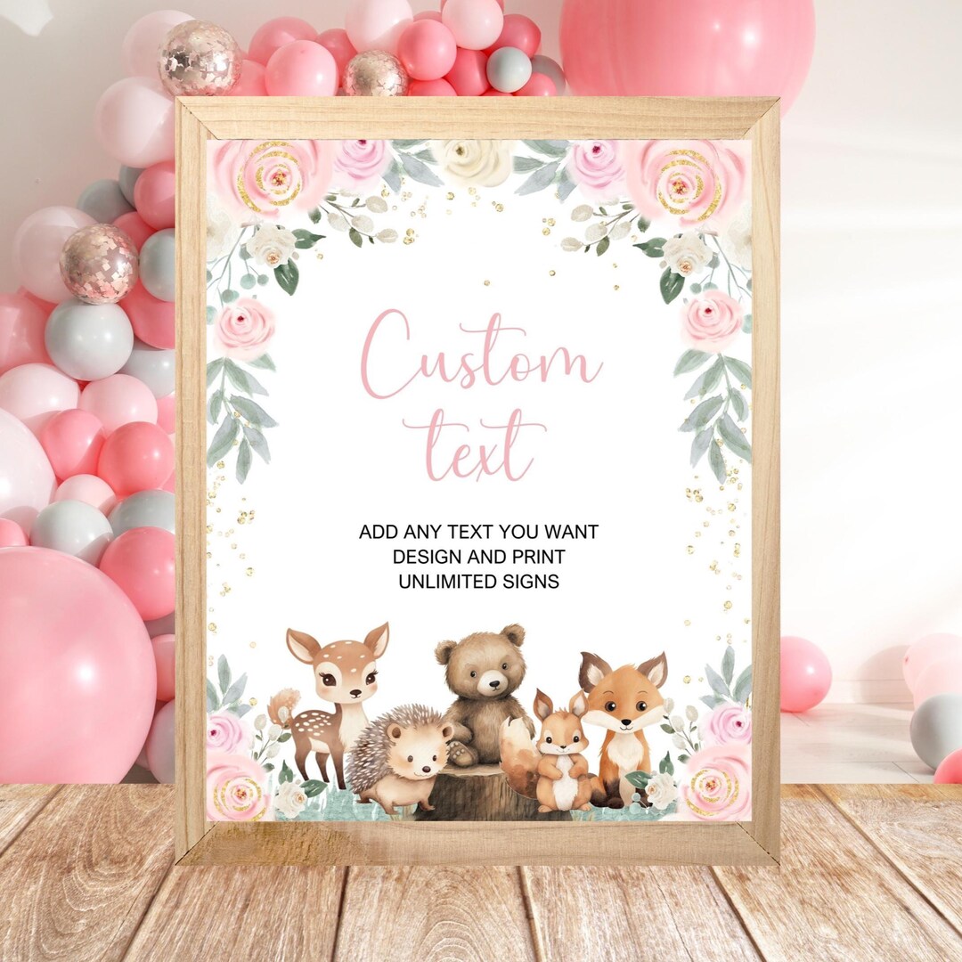 Editable Woodland Animal Custom Table Sign-instant Download - Etsy