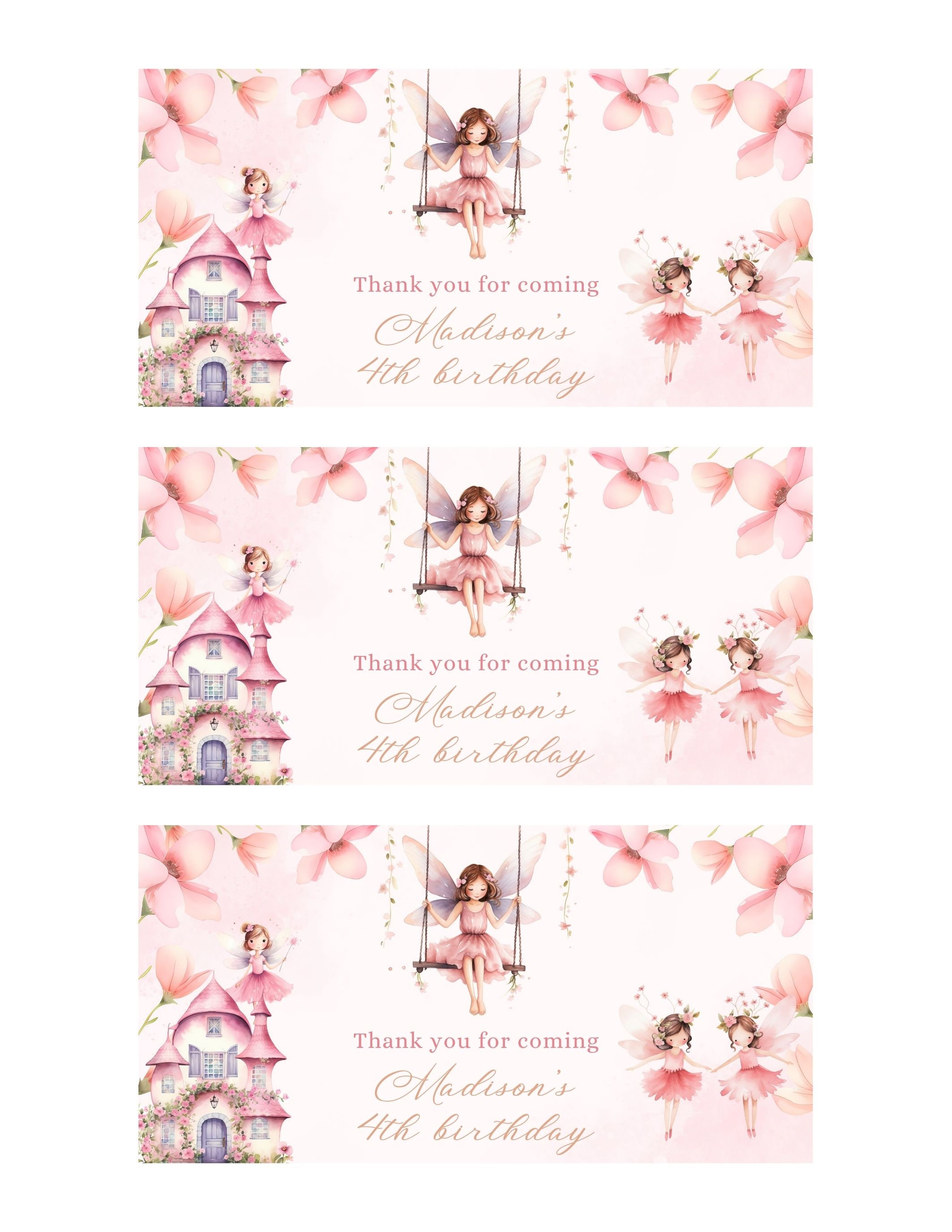 Editable Fairy Birthday Party Favor Box Label Printables Garden Floral ...