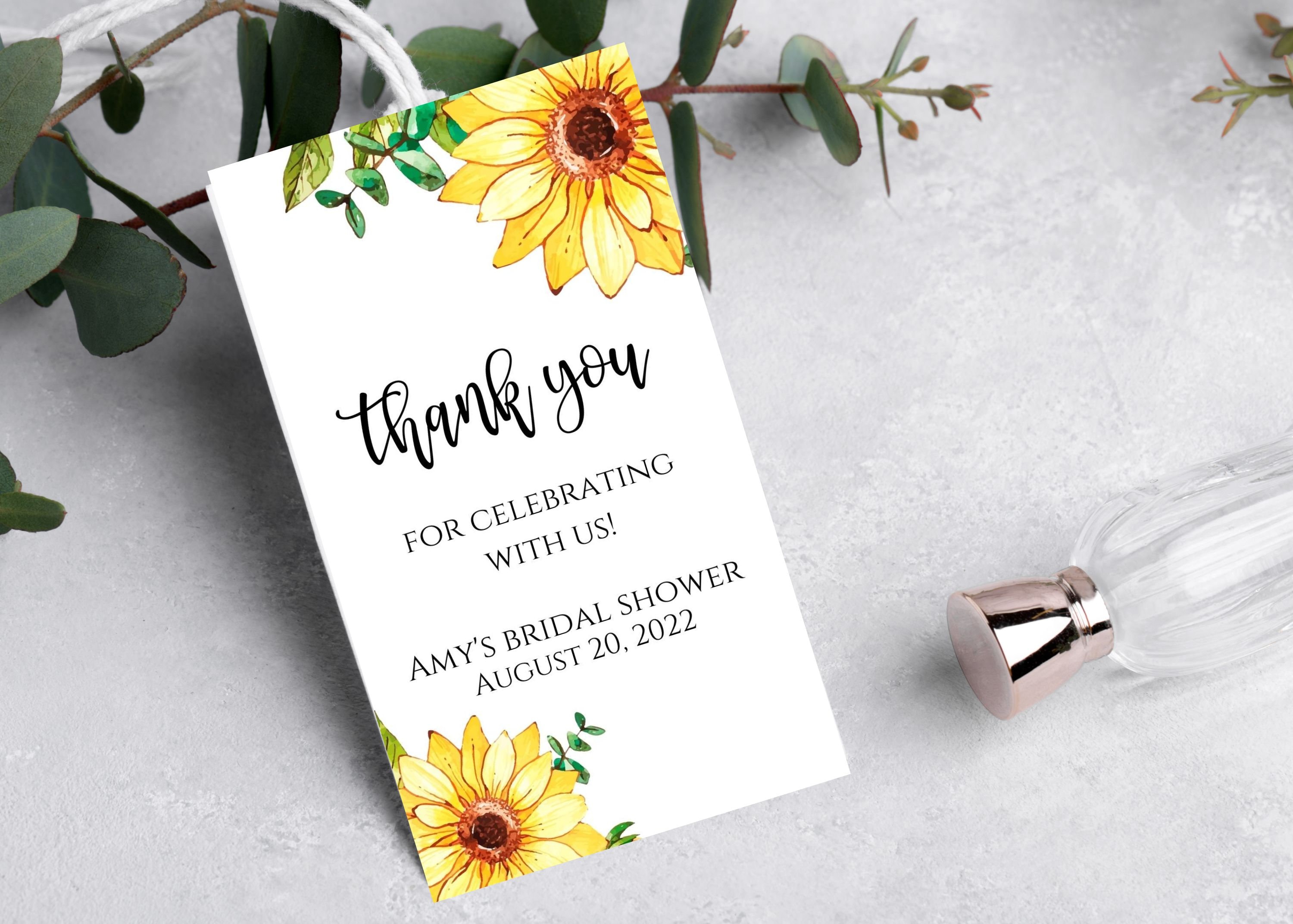 Sunflower Bridal Shower Favor Tags-sunflower Gift Tag Template-editable ...