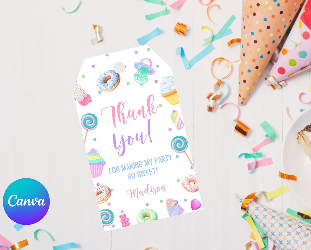 Candy Birthday Thank You Tag-instant Download - Etsy