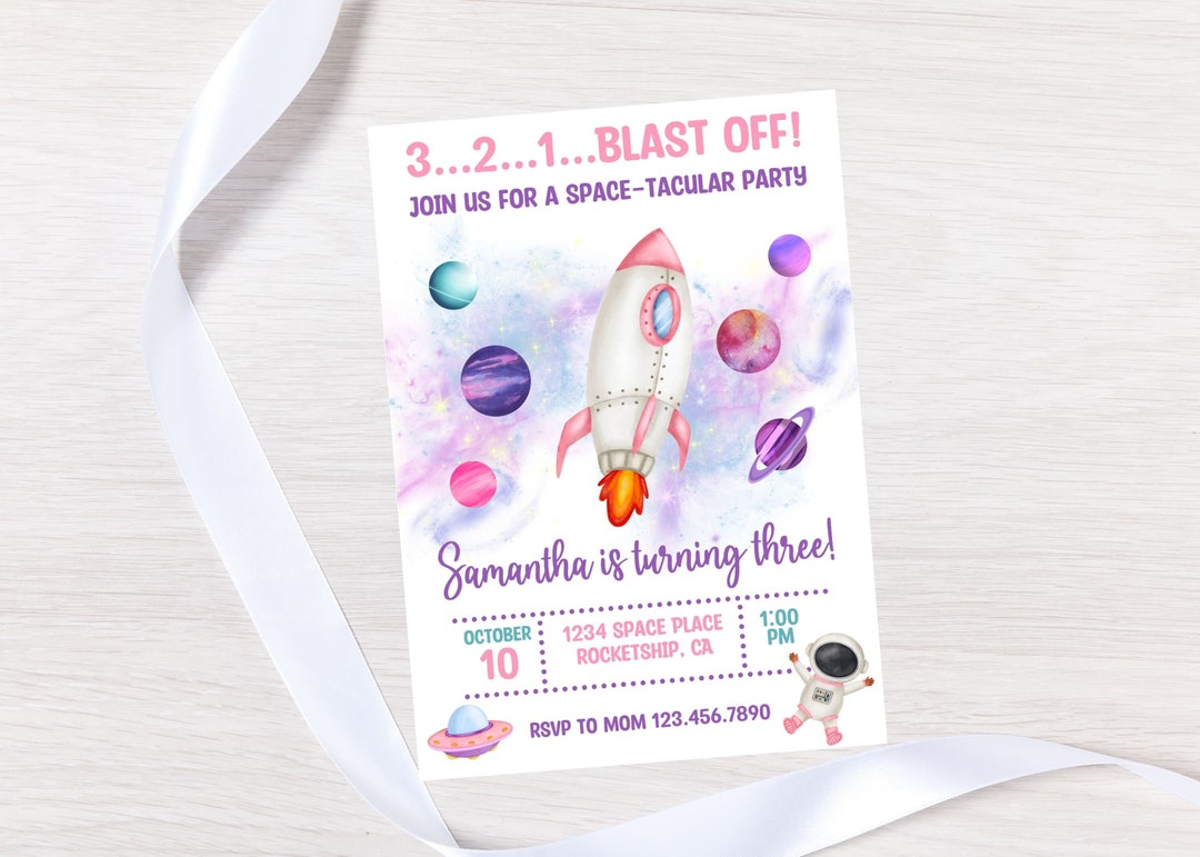 Editable Planet Birthday Invitation-astronaut Party Invite-galaxy ...