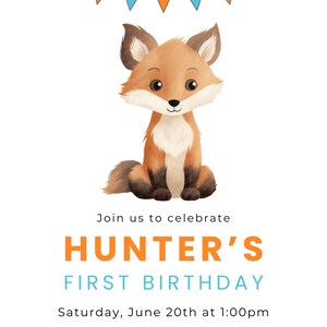 Editable Fox Birthday Invitation-fox Party Invite-woodland Animal ...