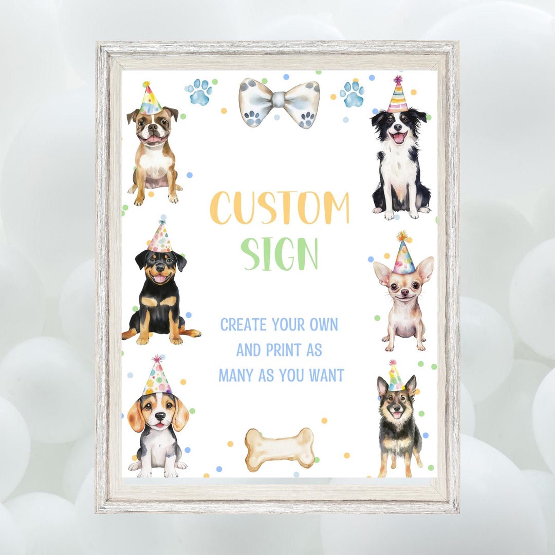 Editable Dog Birthday Custom Table Sign-puppy Sign-instant Download - Etsy