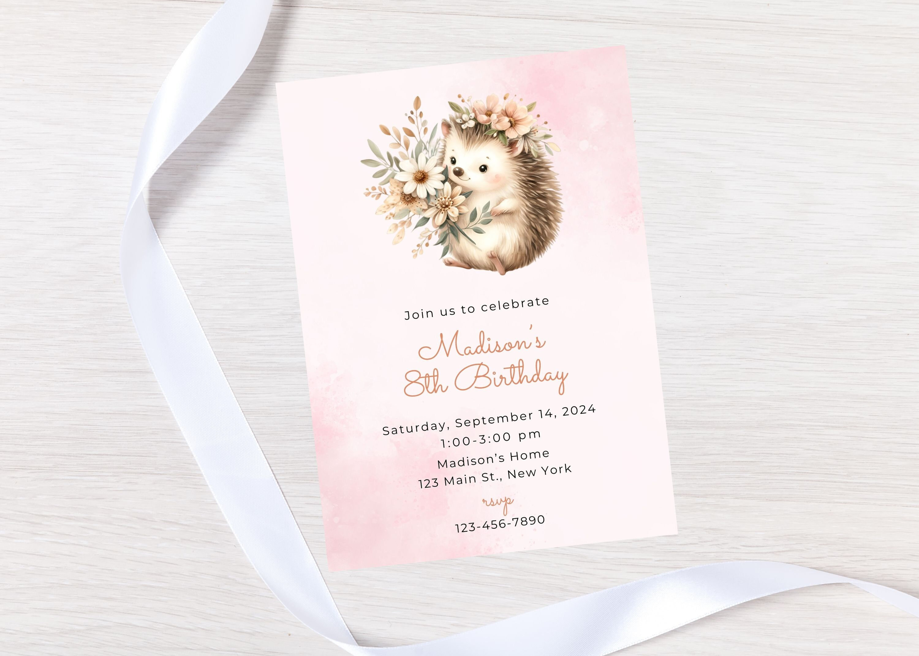 Editable Hedgehog Birthday Invitation-hedgehog Party Invite-woodland ...