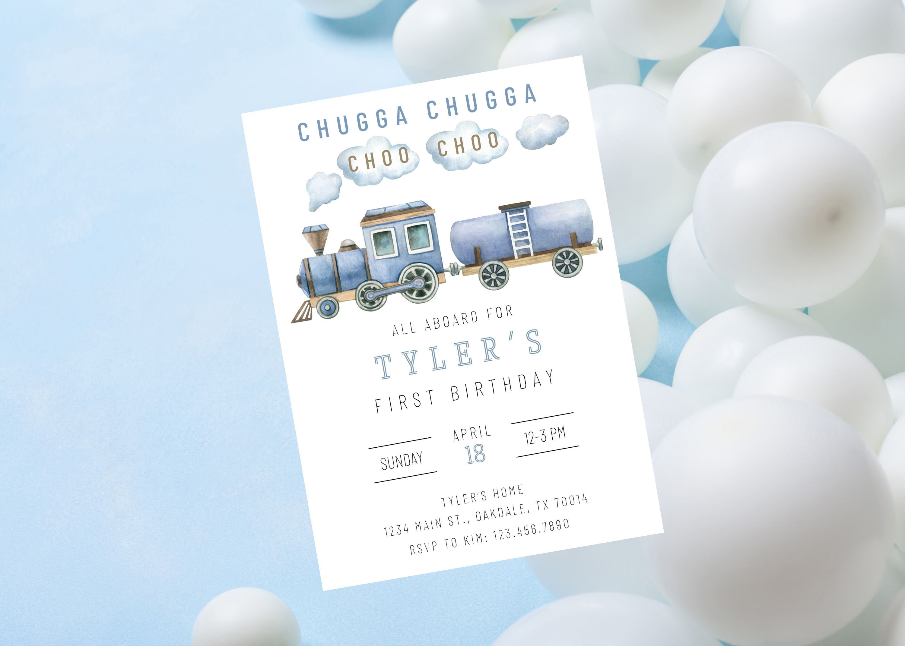Editable Train Birthday Invitation Template-train Birthday Invitation ...