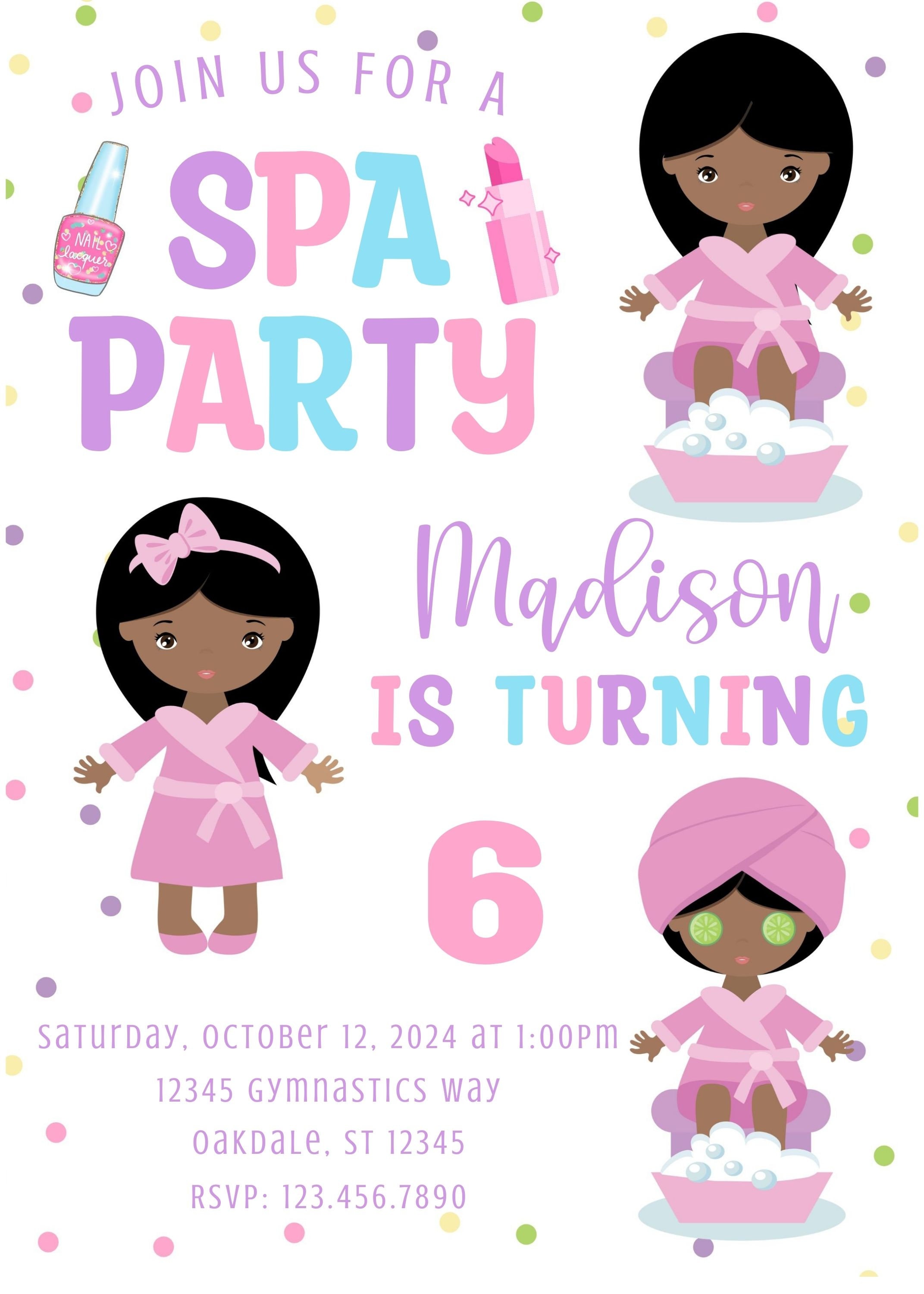 Editable Spa Birthday Invitation Template-spa Day Invite-pamper Party ...