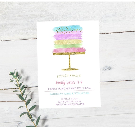 Birthday Cake Invite Template-cake Invitation-cake Birthday - Etsy