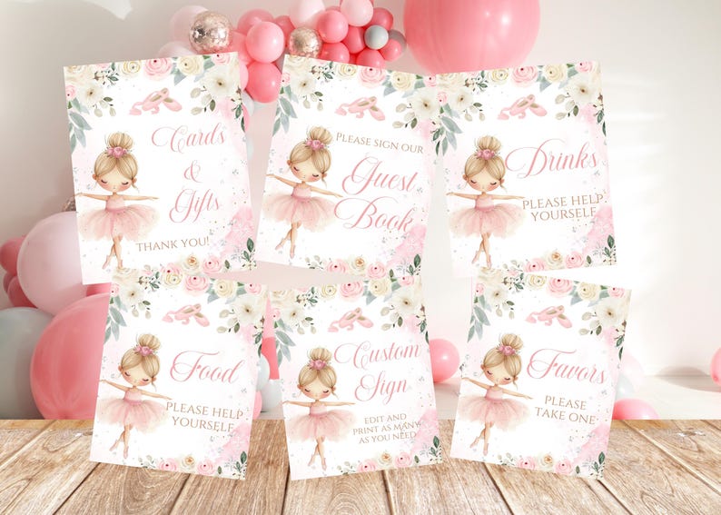 Editable Pink Ballerina Table Sign-dancer Birthday Party-instant ...
