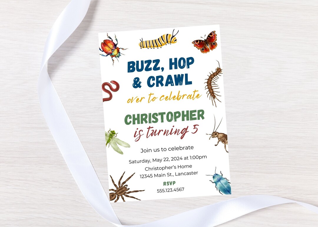 Editable Bug Birthday Invitation Template-boy Insect Birthday Party ...