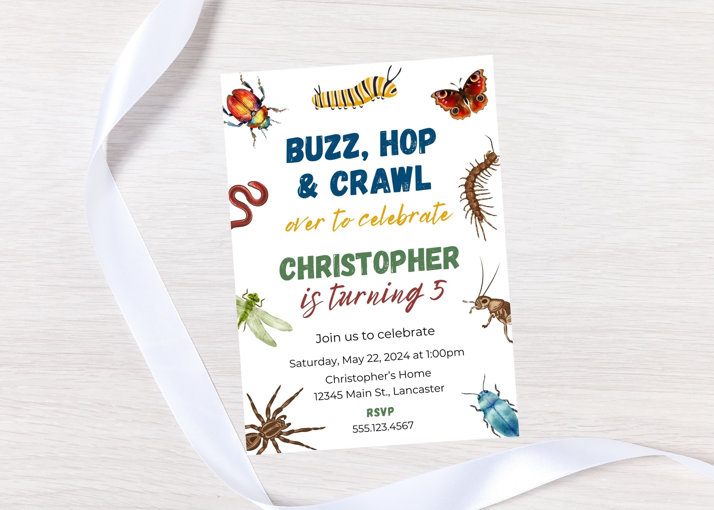 Editable Bug Birthday Invitation Template-boy Insect Birthday Party ...
